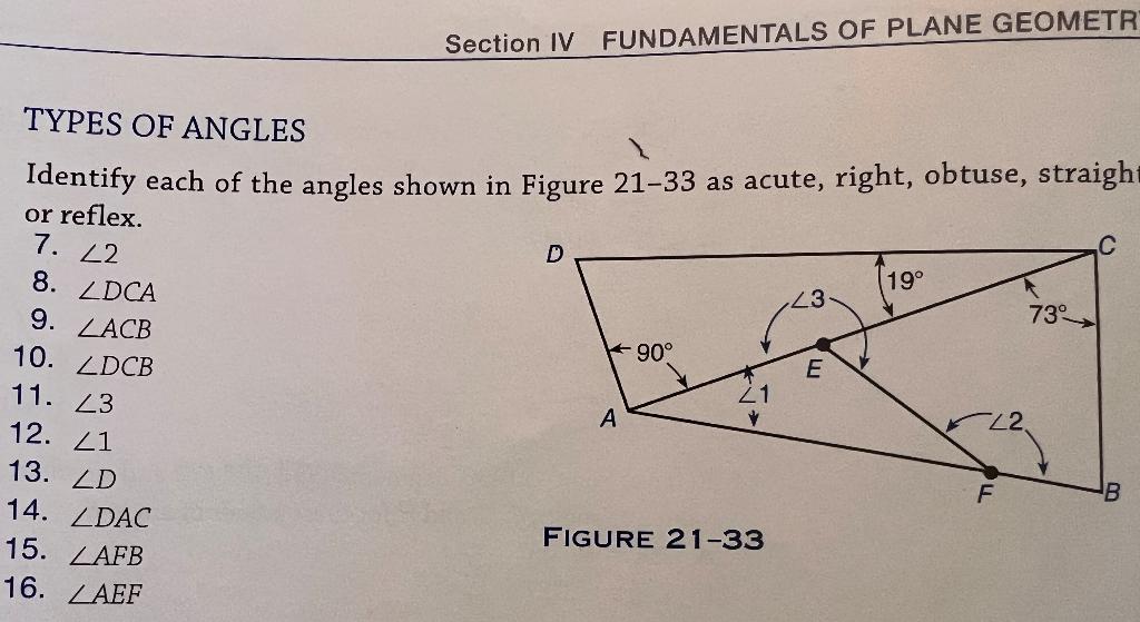 Solved Section IV FUNDAMENTALS OF PLANE GEOMETR TYPES OF | Chegg.com