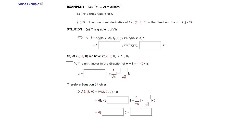 Solved EXAMPLE 5 Let f(x,y,z)=xsin(yz). (a) Find the | Chegg.com
