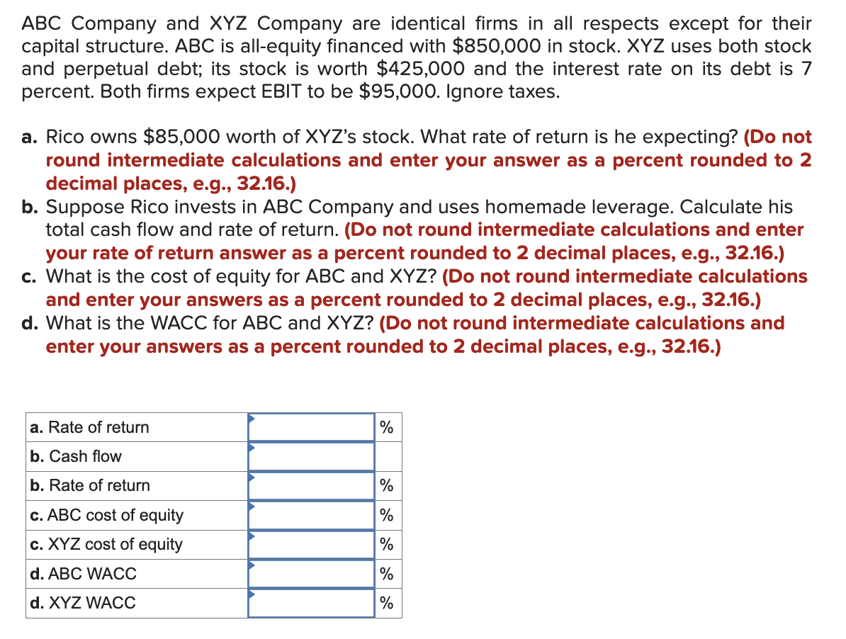 Solved ABC Company and XYZ Company are identical firms in | Chegg.com