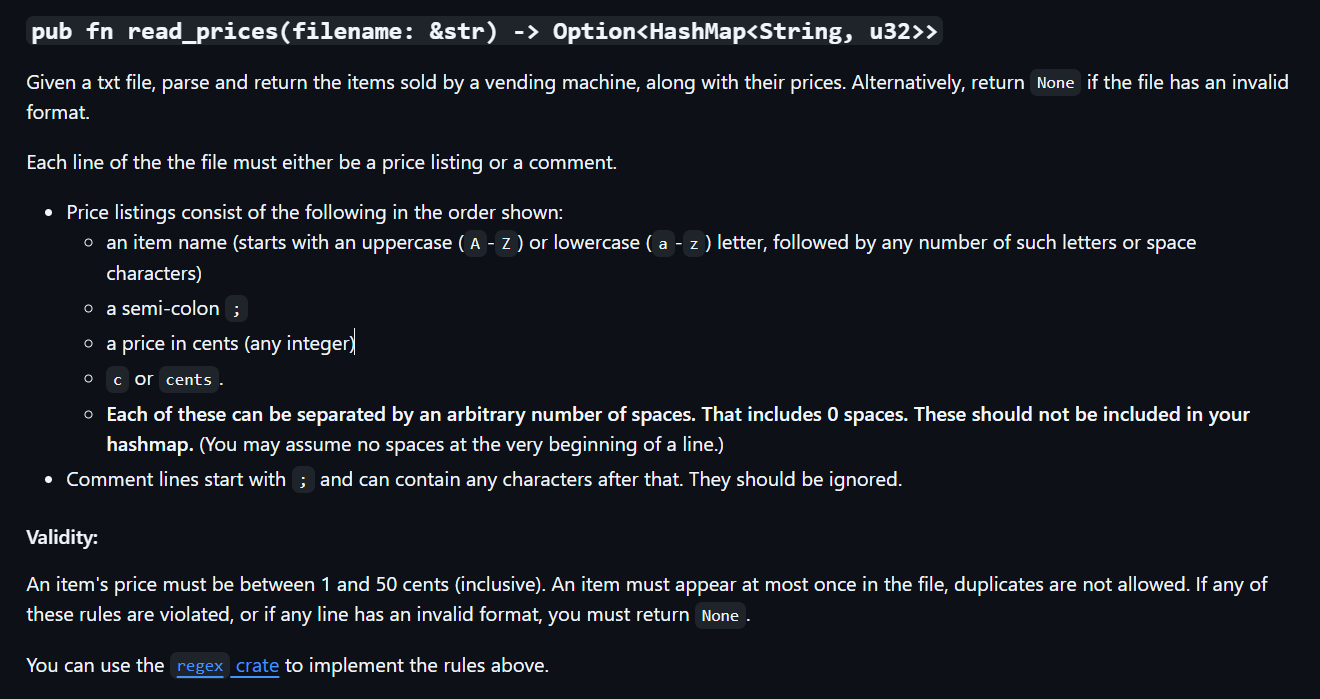 Solved Code is in Rust.Will be checked. Can only use regex | Chegg.com