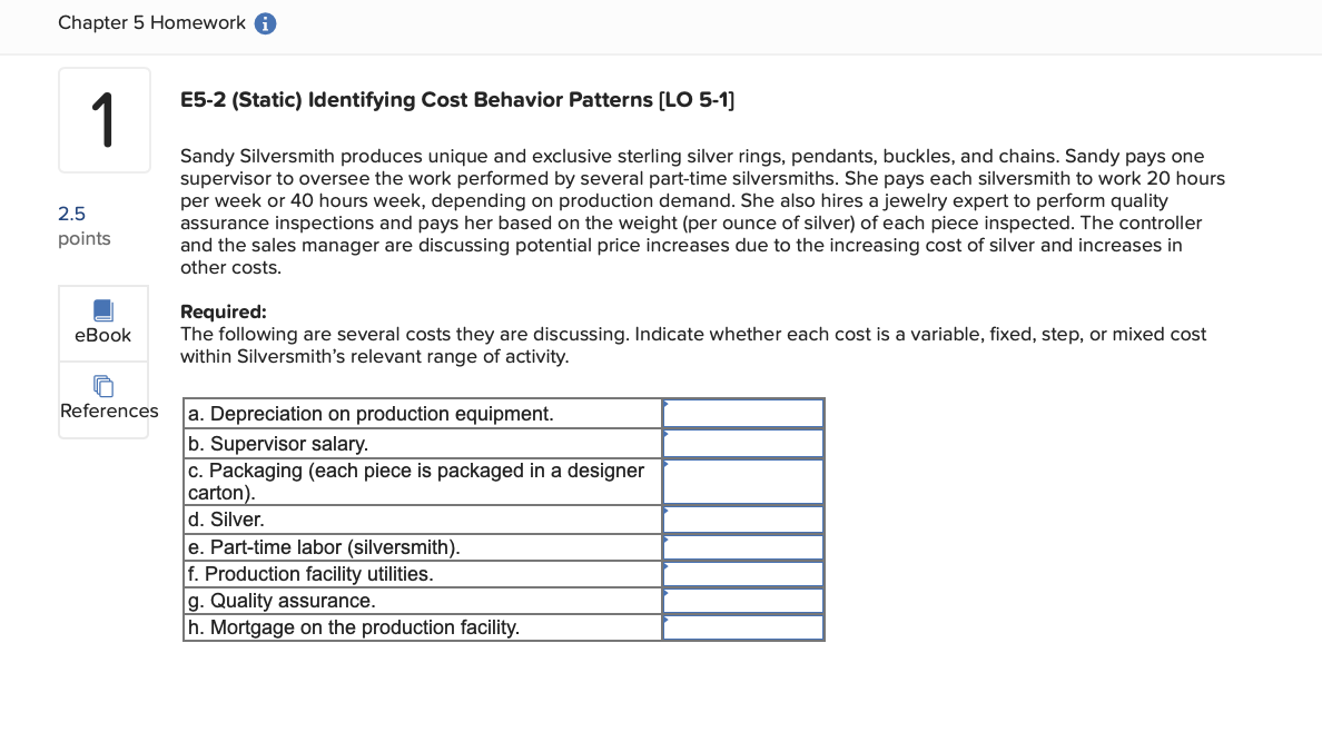 Solved E5-2 (Static) Identifying Cost Behavior Patterns [LO | Chegg.com