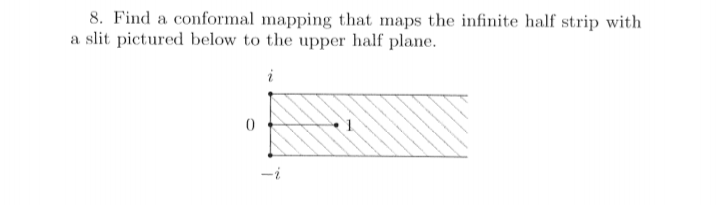 Solved 8. Find a conformal mapping that maps the infinite | Chegg.com