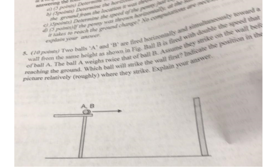 Solved Two balls 'A' and 'B' are fired horizontally and | Chegg.com