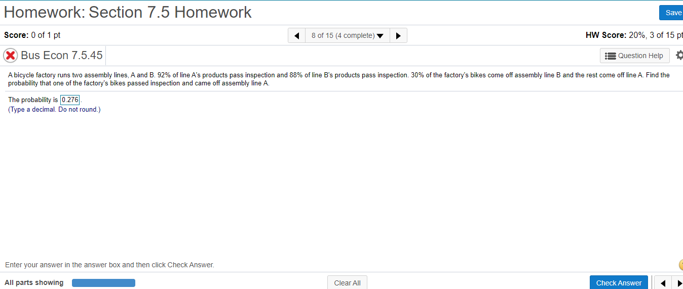 Solved Homework Section 7 5 Homework Save Score 0 Of 1 Pt