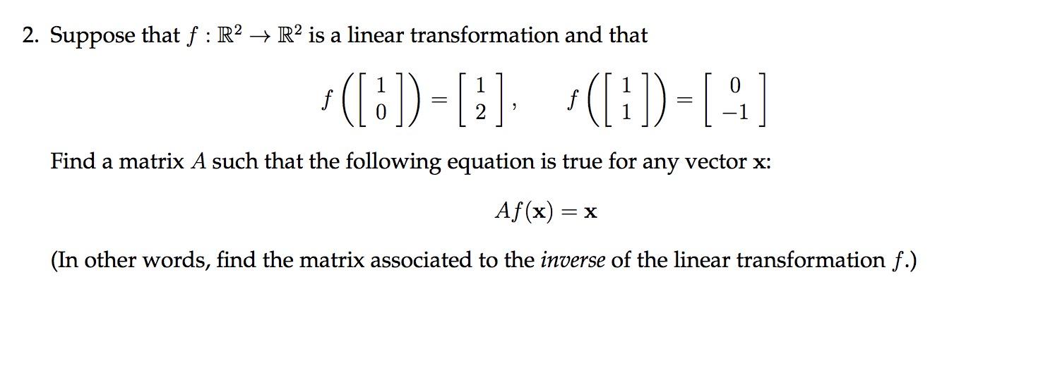 Solved 2. Suppose that f : R2 + R2 is a linear | Chegg.com