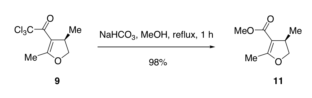 Solved Cl3C Me Meo Me NaHCO3, MeOH, reflux, 1 h Me 98% Me 11 | Chegg.com