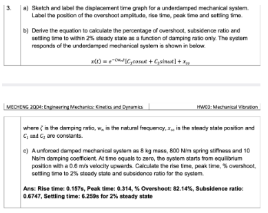 a) Sketch and label the displacement time graph for a | Chegg.com