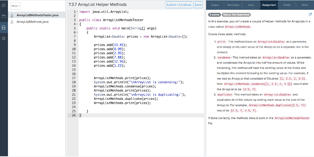 Solved New + Save Output Test Cases Does Assignment Grade | Chegg.com