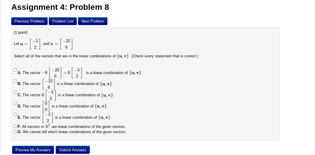 Solved Assignment 4: Problem 8 Previous Problem Problem List | Chegg.com
