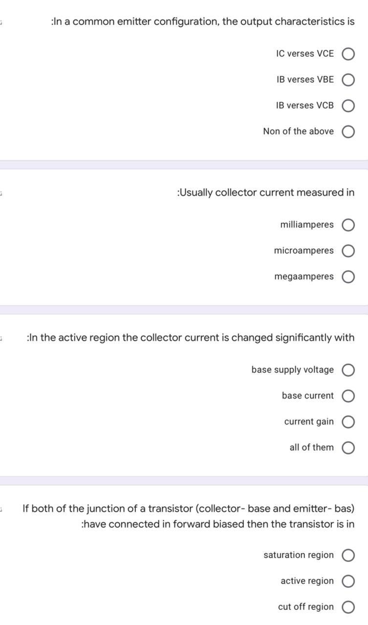 Solved 3 :In a common emitter configuration, the output | Chegg.com