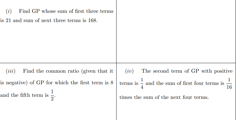 Solved (i) Find GP whose sum of first three terms is 21 and | Chegg.com