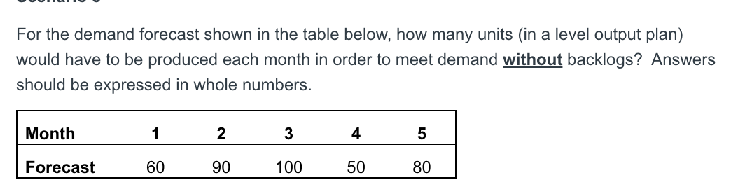 Solved For the demand forecast shown in the table below, how | Chegg.com