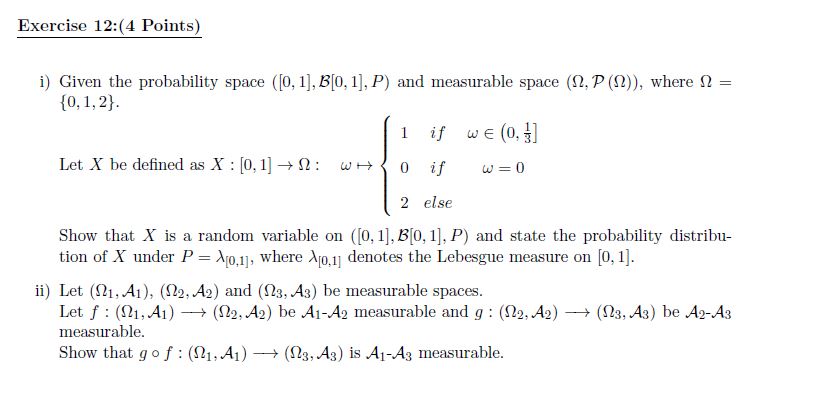 Solved i) Given the probability space ([0,1],B[0,1],P) and | Chegg.com