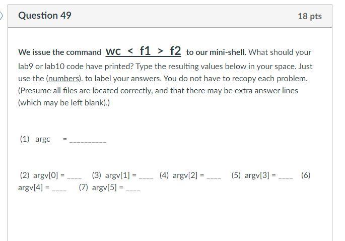 Solved > Question 49 18 pts We issue the command WC | Chegg.com