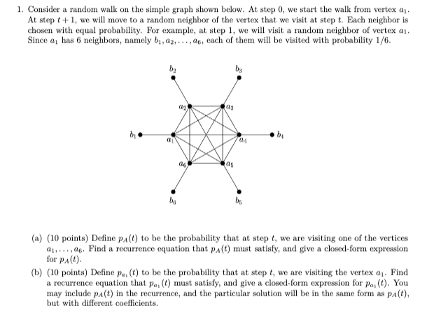 1. Consider a random walk on the simple graph shown | Chegg.com