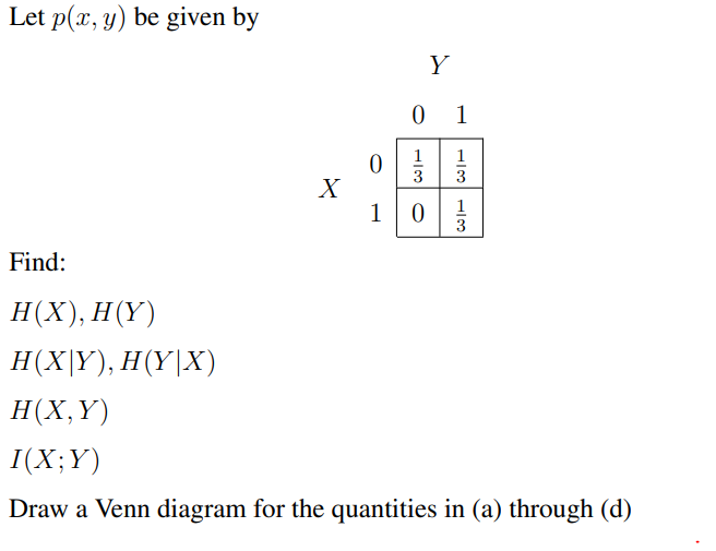 Solved Let P X Y Be Given By Y 0 1 0 1 3 1 3 X 1 0} 1 3