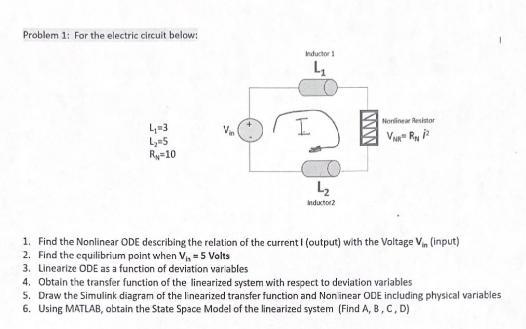 Solved Problem 1: For the electric circuit below: | Chegg.com