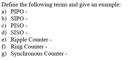 Solved Define the following terms and give an example: a) | Chegg.com