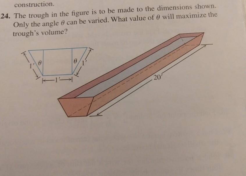 Solved construction. 24. The trough in the figure is to be | Chegg.com