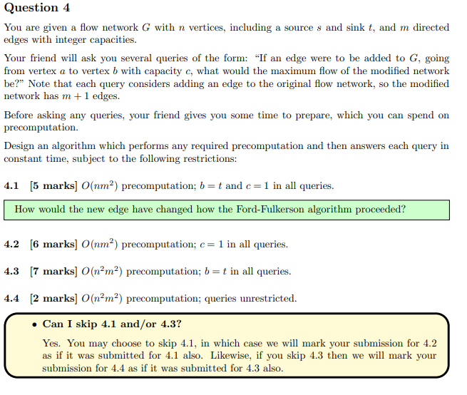 Solved The following question involves maximum flow | Chegg.com