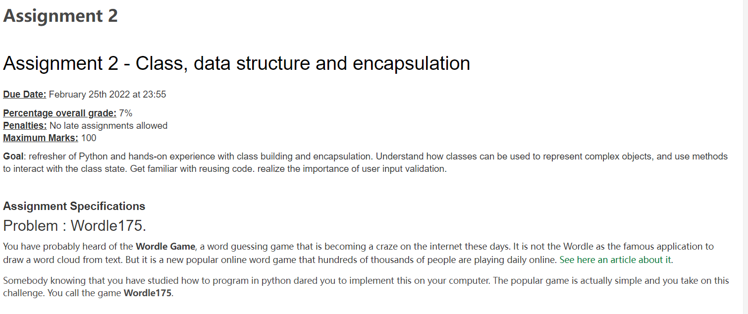 Solved Assignment 2 Assignment 2 - Class, data structure and | Chegg.com