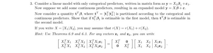 3. Consider a linear model with only categorical | Chegg.com