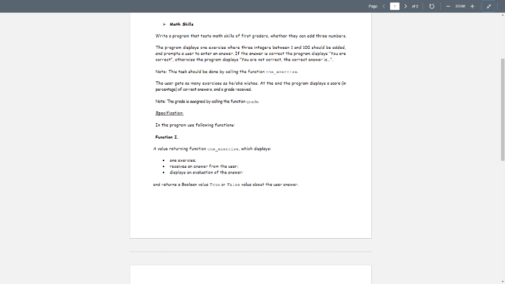 Solved Math Skills Write A Program That Tests Math Skills Of