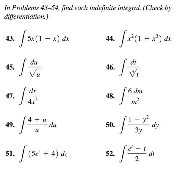 Solved In Problems 43-54, find each indefinite integral. | Chegg.com