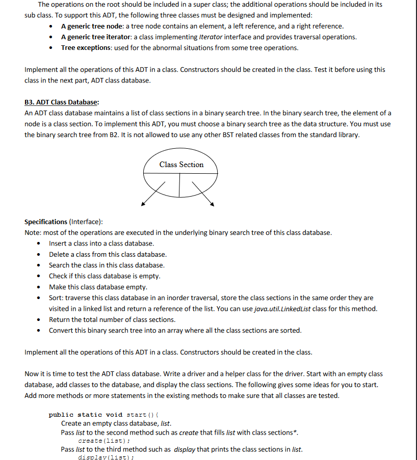Solved B1. A Class Section: A class section consists of a | Chegg.com