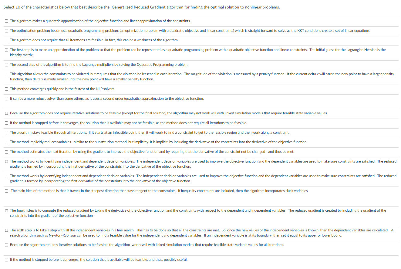 Solved Select 10 of the characteristics below that best | Chegg.com