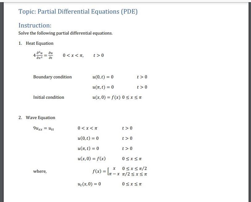 Solved Topic: Partial Differential Equations (PDE) | Chegg.com