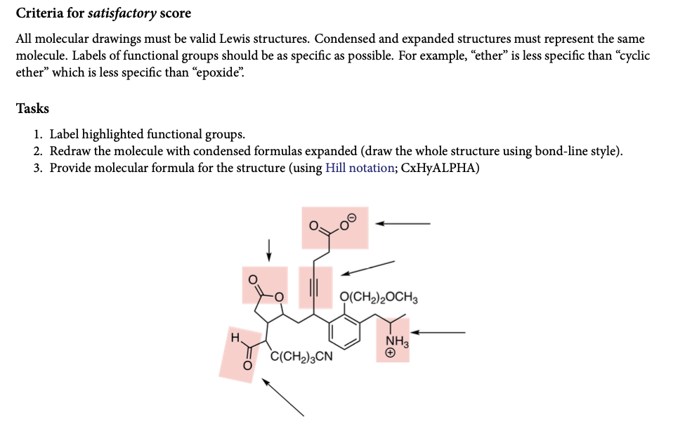 Solved Criteria for satisfactory score All molecular | Chegg.com
