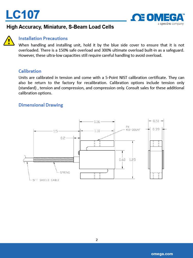 Solved 1. The LC107-10 is a load cell sold by Omega | Chegg.com