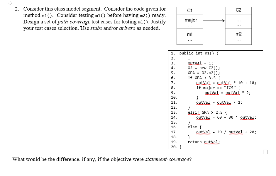 Solved C1 C2 2. Consider this class model segment. Consider | Chegg.com