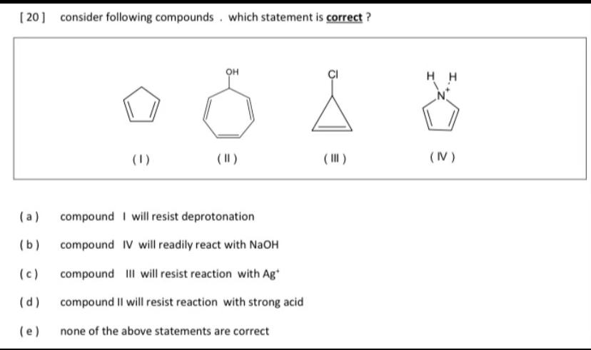 Solved (20) consider following compounds, which statement is | Chegg.com