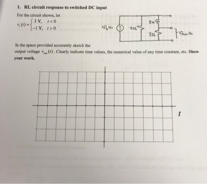Solved 1. RL circuit response to switched DC input For the | Chegg.com
