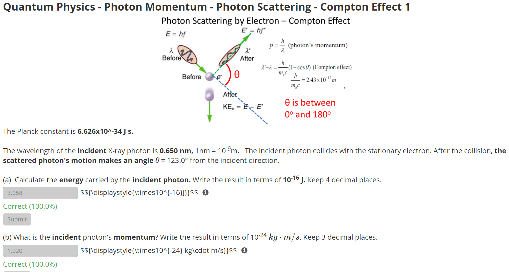 Solved Quantum Physics - Photon Momentum - Photon Scattering | Chegg.com