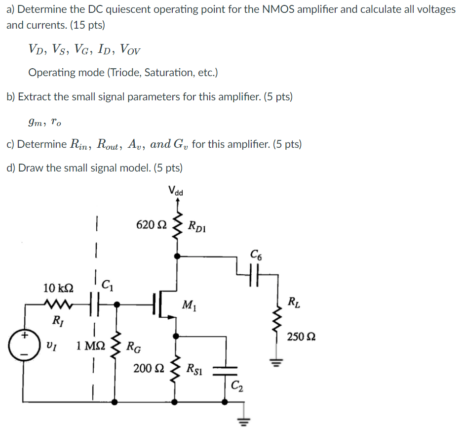 Solved a) Determine the DC quiescent operating point for the | Chegg.com