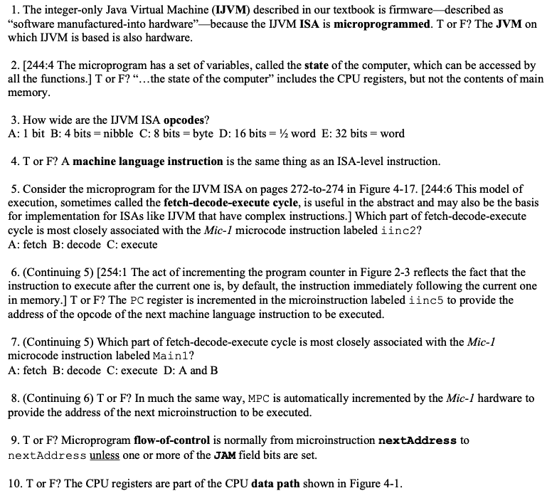 1. The integer-only Java Virtual Machine (IJVM) | Chegg.com