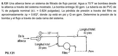 Solved 8.131 A swimming pool has a partial flow filtration | Chegg.com