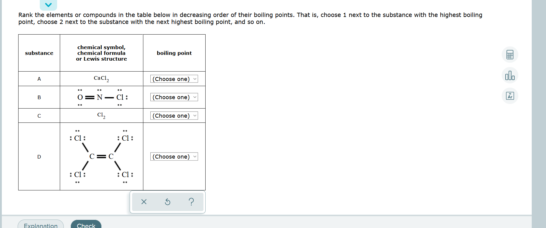 Solved Rank the elements or compounds in the table below in | Chegg.com