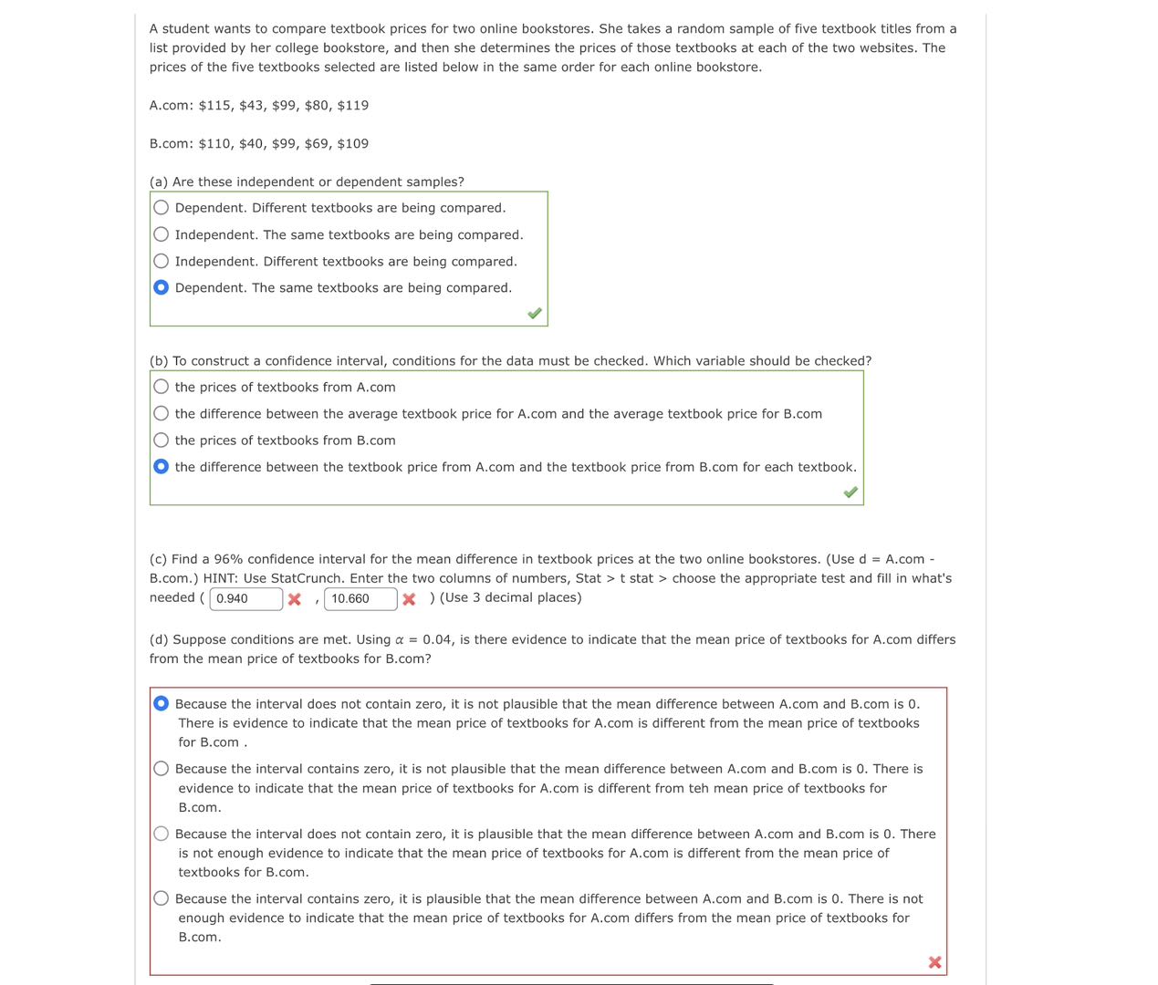 Solved A student wants to compare textbook prices for two | Chegg.com