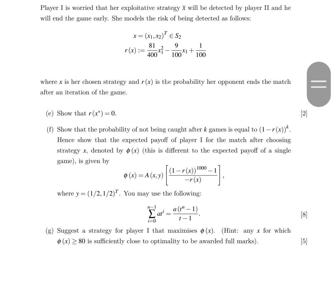 Solved 2. Player I (Natalie) and player II (Frank) play a | Chegg.com