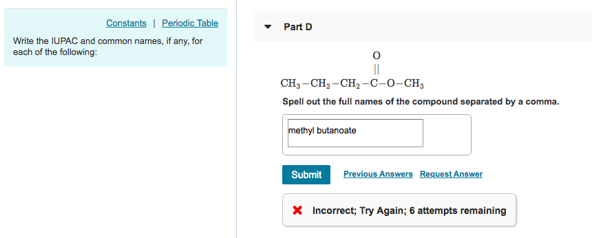 Solved Part B Constants | Periodic Table Write the IUPAC and | Chegg.com
