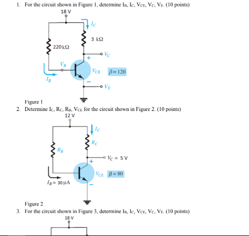 Solved 1. For the circuit shown in Figure 1, determine Ib, | Chegg.com