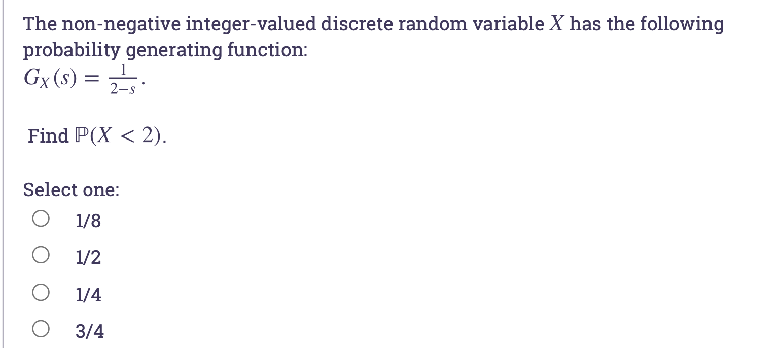 Solved The non-negative integer-valued discrete random | Chegg.com
