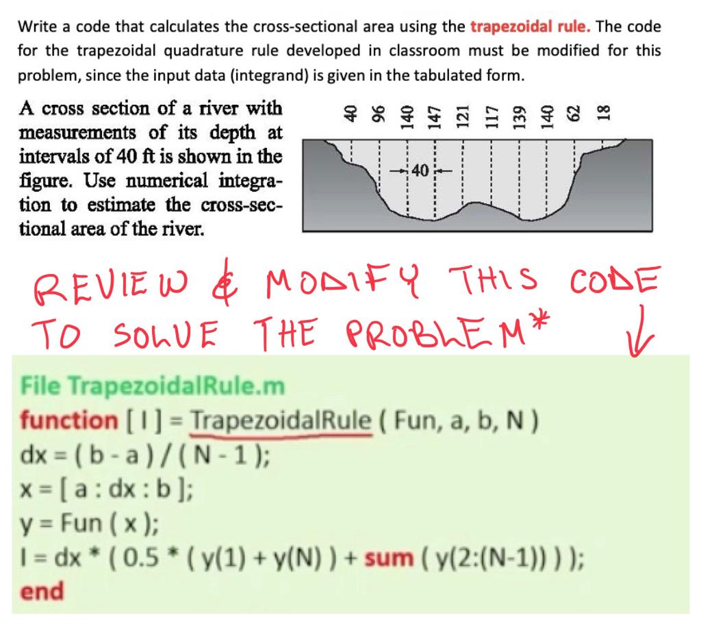 Solved Write a code that calculates the cross-sectional area | Chegg.com