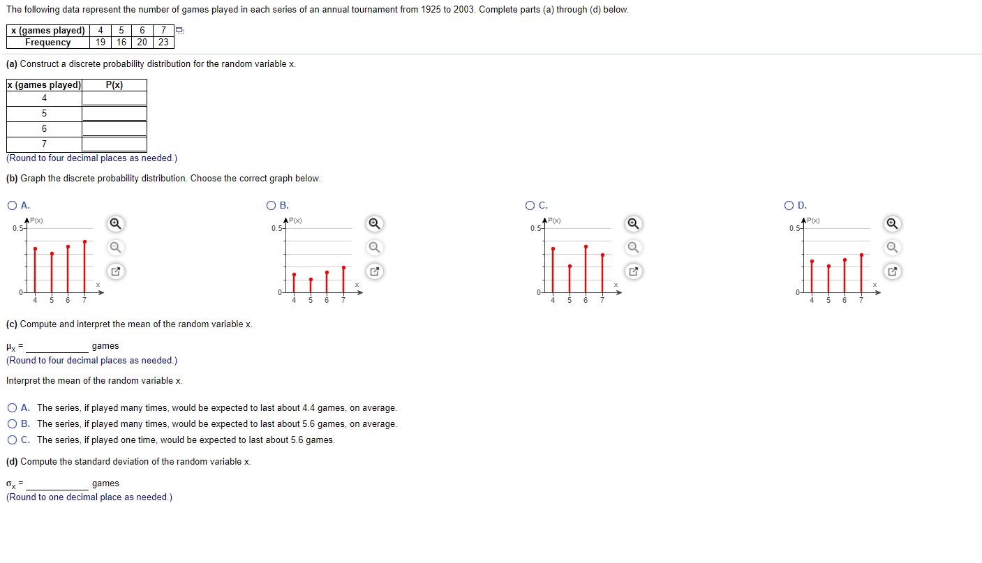 Solved The following data represent the number of games | Chegg.com