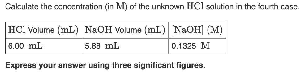 Solved Four solutions of unknown HCl concentration are | Chegg.com