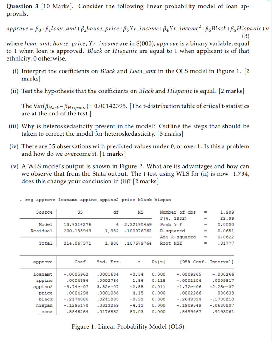 Question 3 [10 Marks]. Consider the following linear | Chegg.com